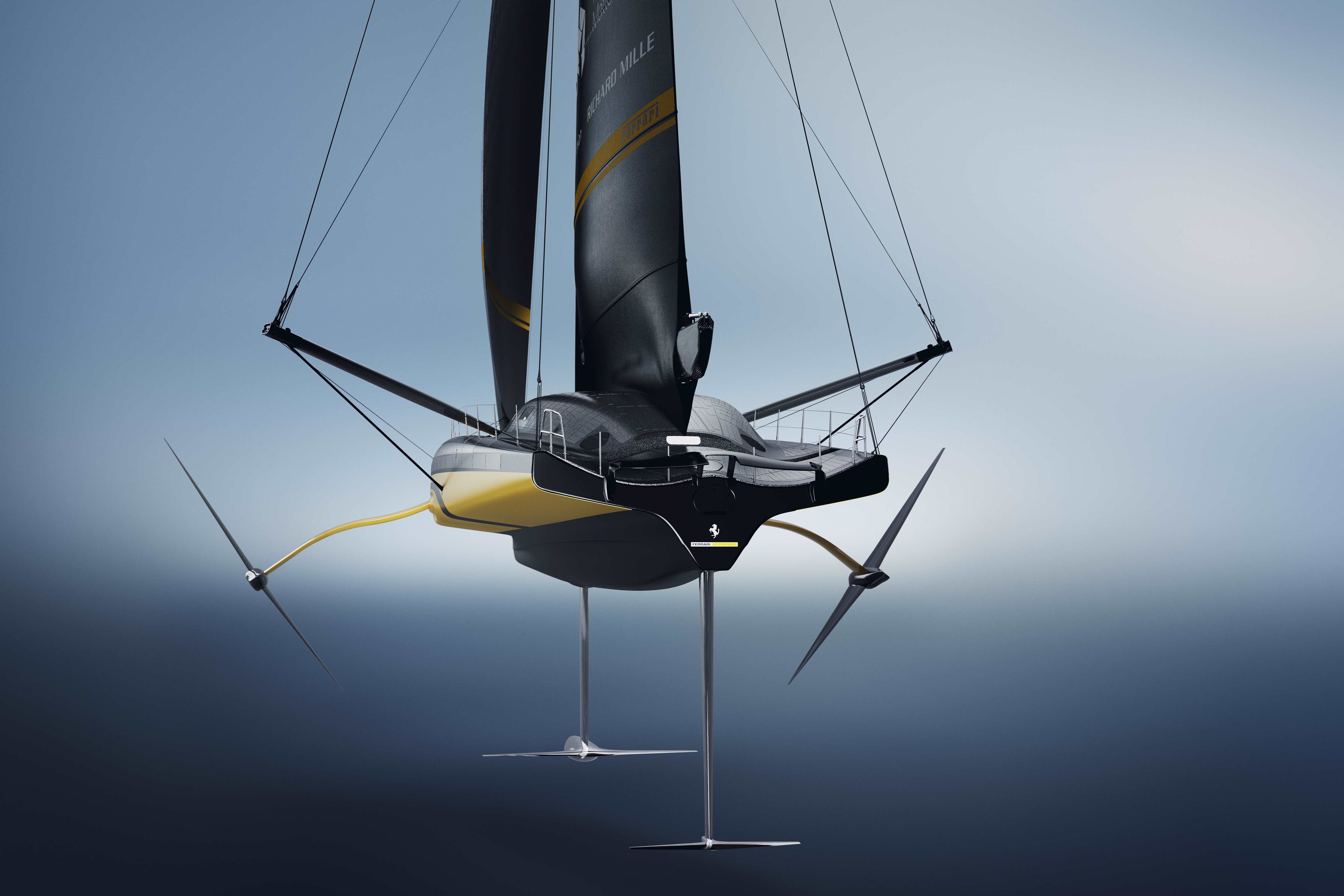 Ferrari unveils 100ft Hypersail flying yacht with supercar DNA at Milan ...
